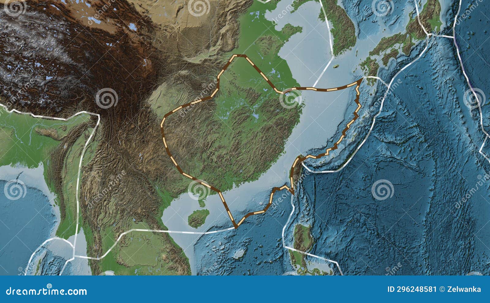Yangtze Plate Dashed. Fahey. Topografic Royalty-Free Stock Photo ...