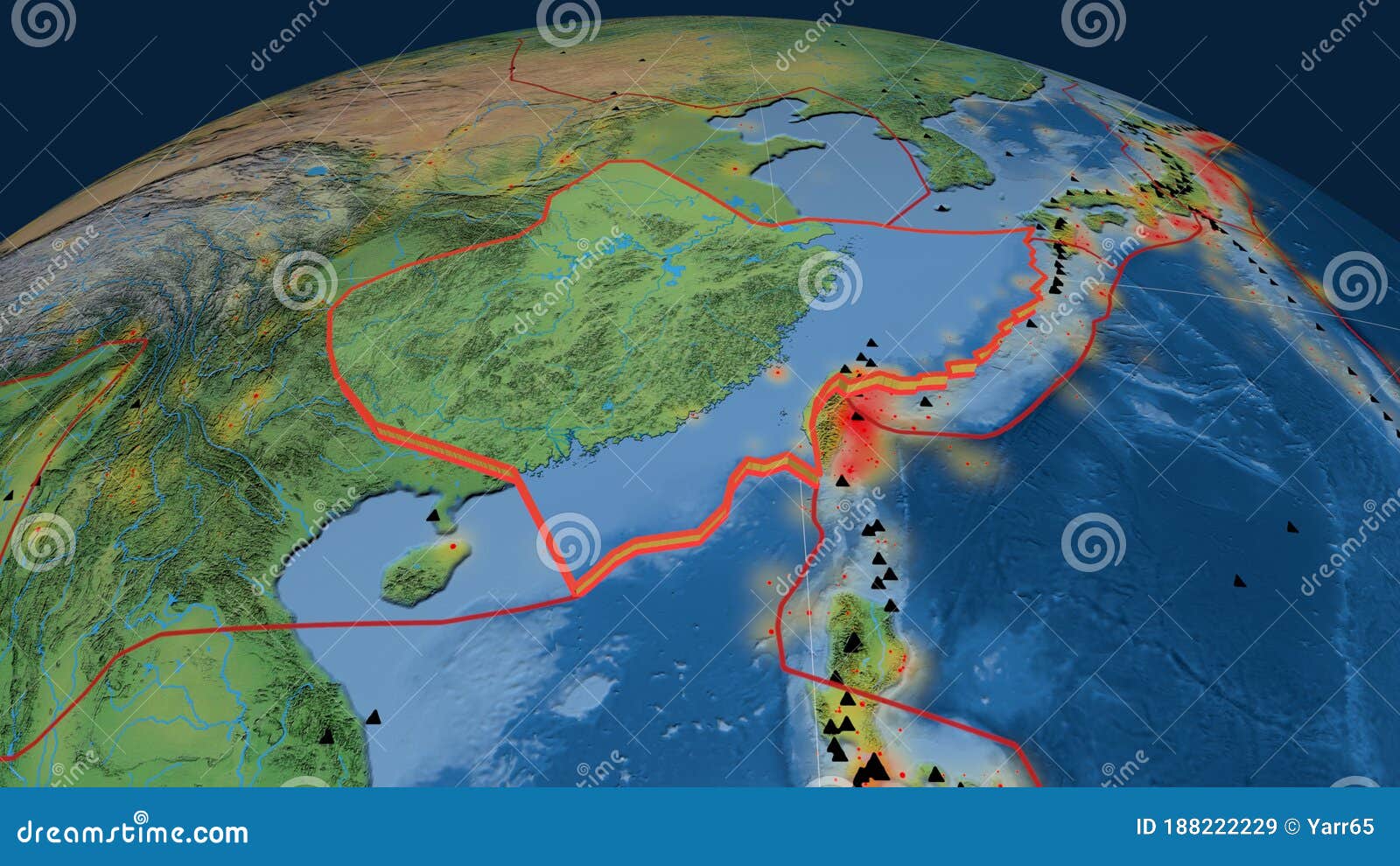 Yangtze Plate Extruded - Natural Earth Stock Illustration ...