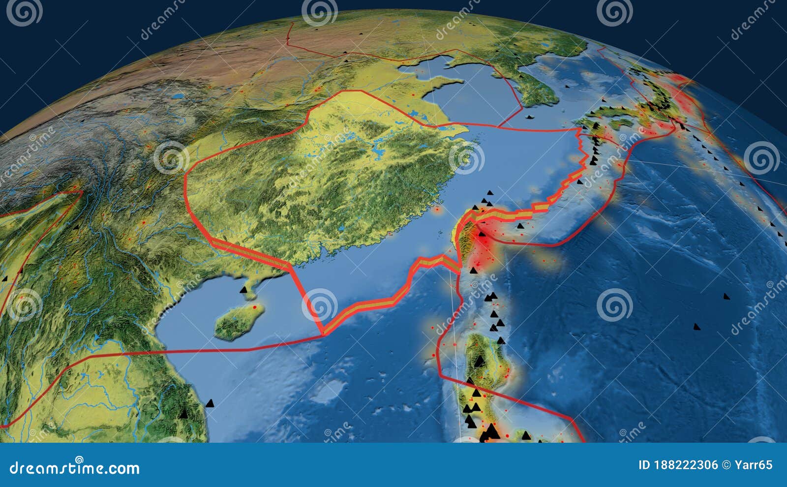 Yangtze Plate Extruded - Topographic Stock Illustration - Illustration ...