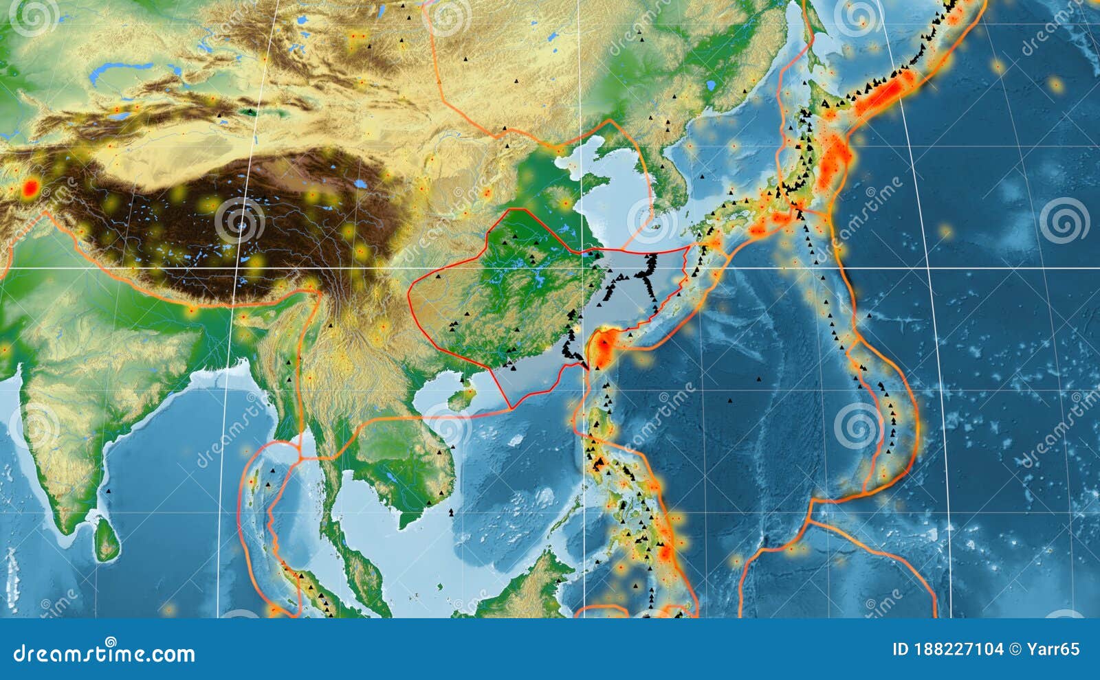 Yangtze Plate Outlined, Mollweide Projection - Physical Stock ...