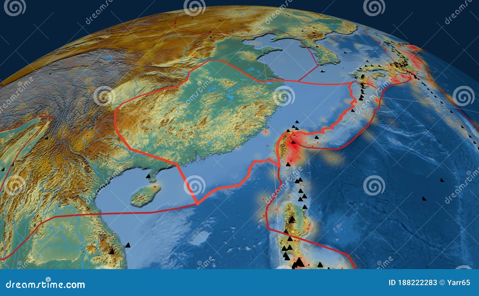 Yangtze Plate Outlined - Relief Stock Illustration - Illustration of ...