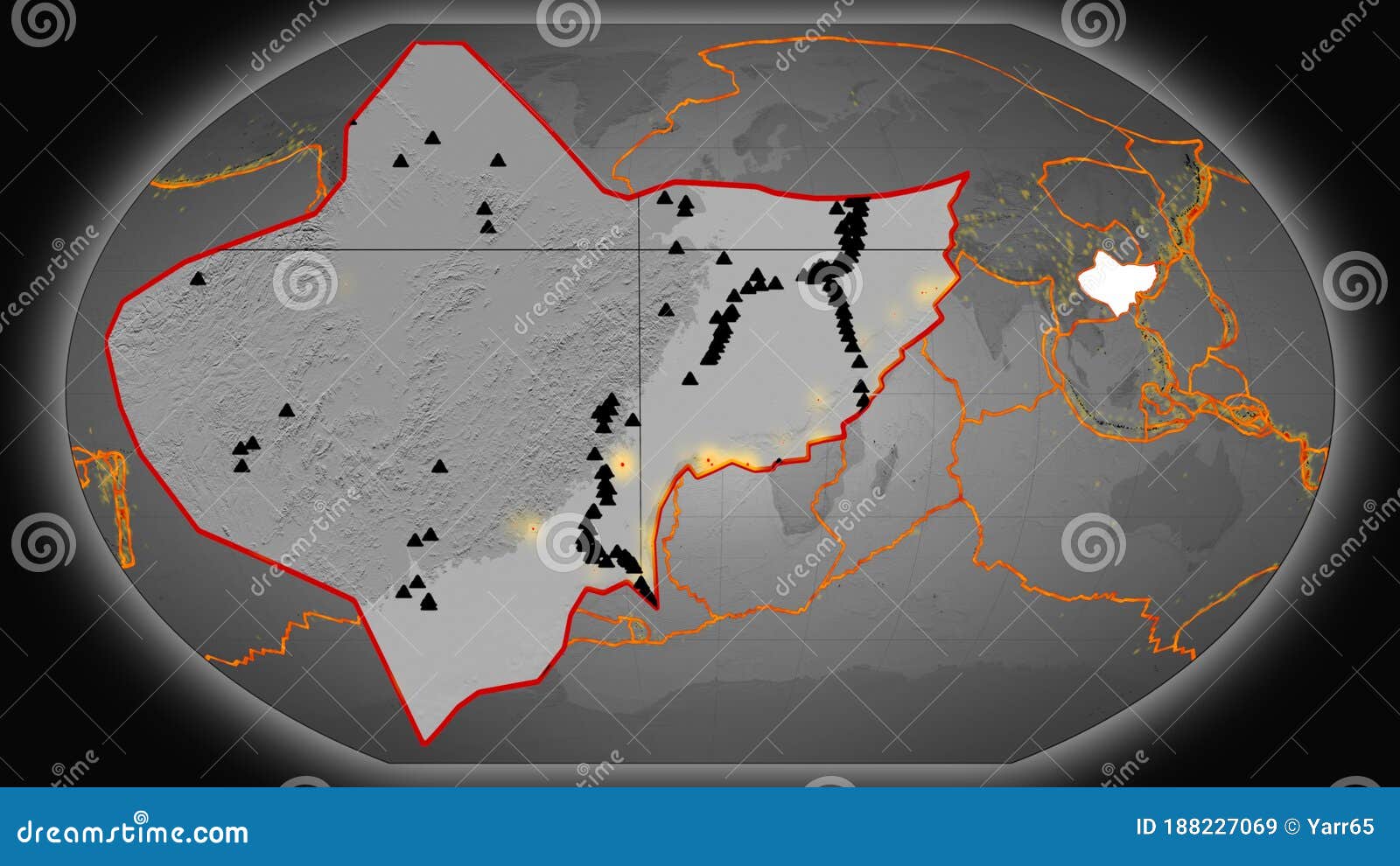 Yangtze Plate Presented, Kavrayskiy Projection - Grayscale Stock ...
