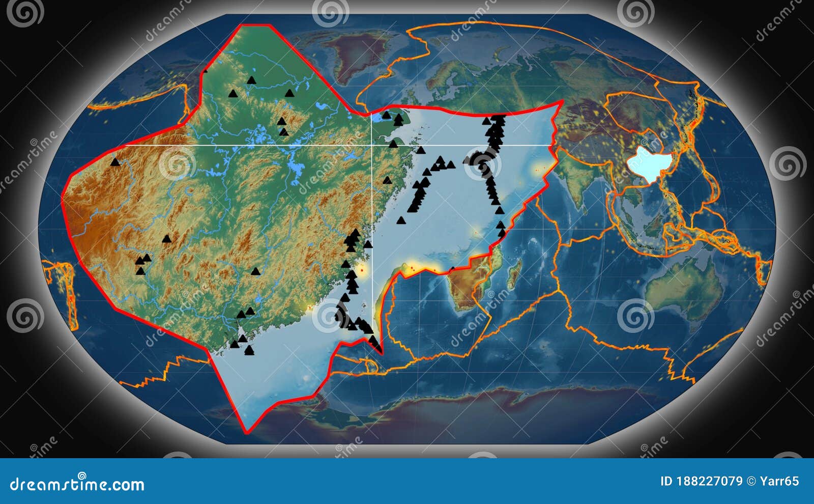 Yangtze Plate Presented, Kavrayskiy Projection - Relief Stock ...
