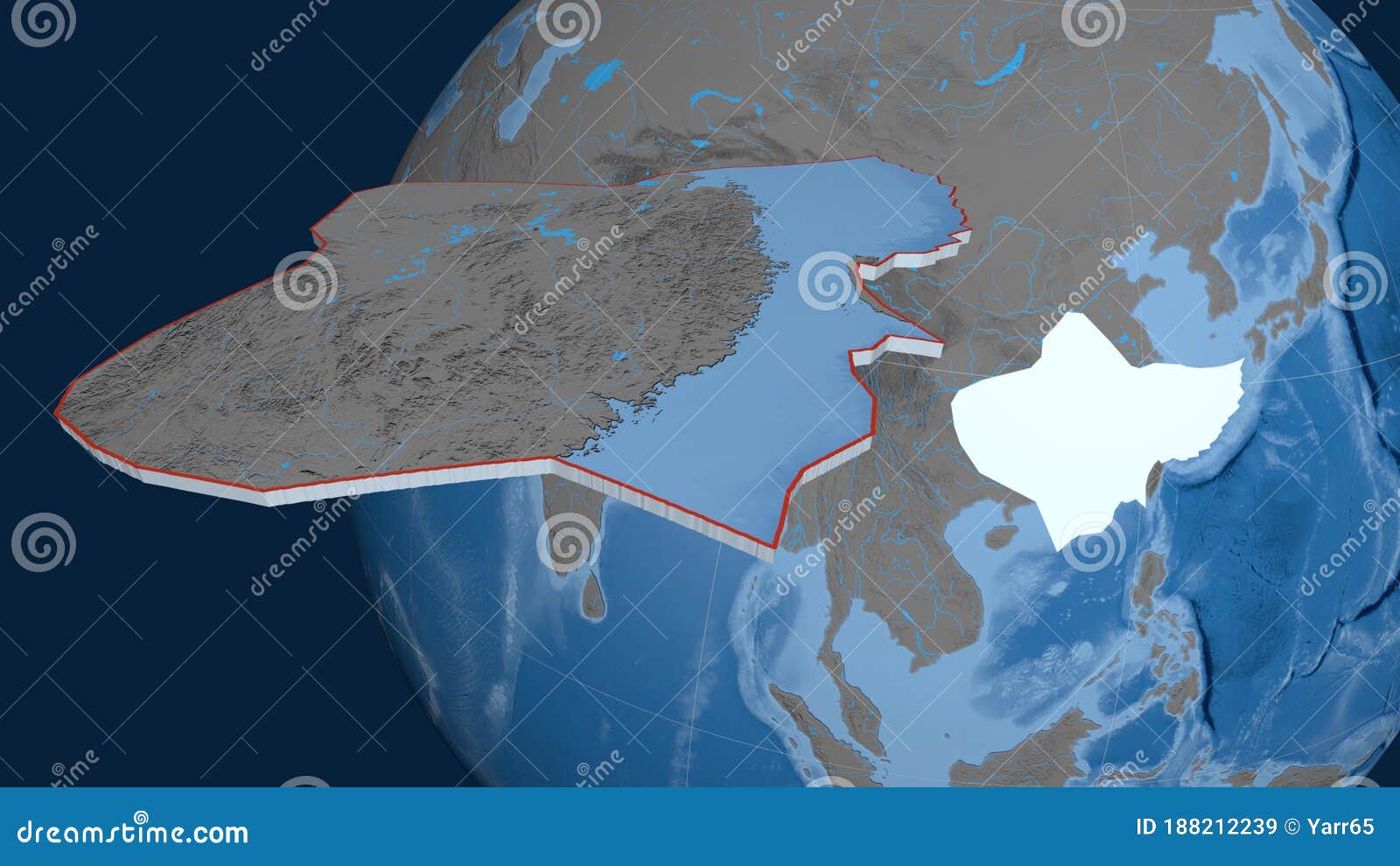 Yangtze Plate Presented - Topo and Bathy Stock Illustration ...