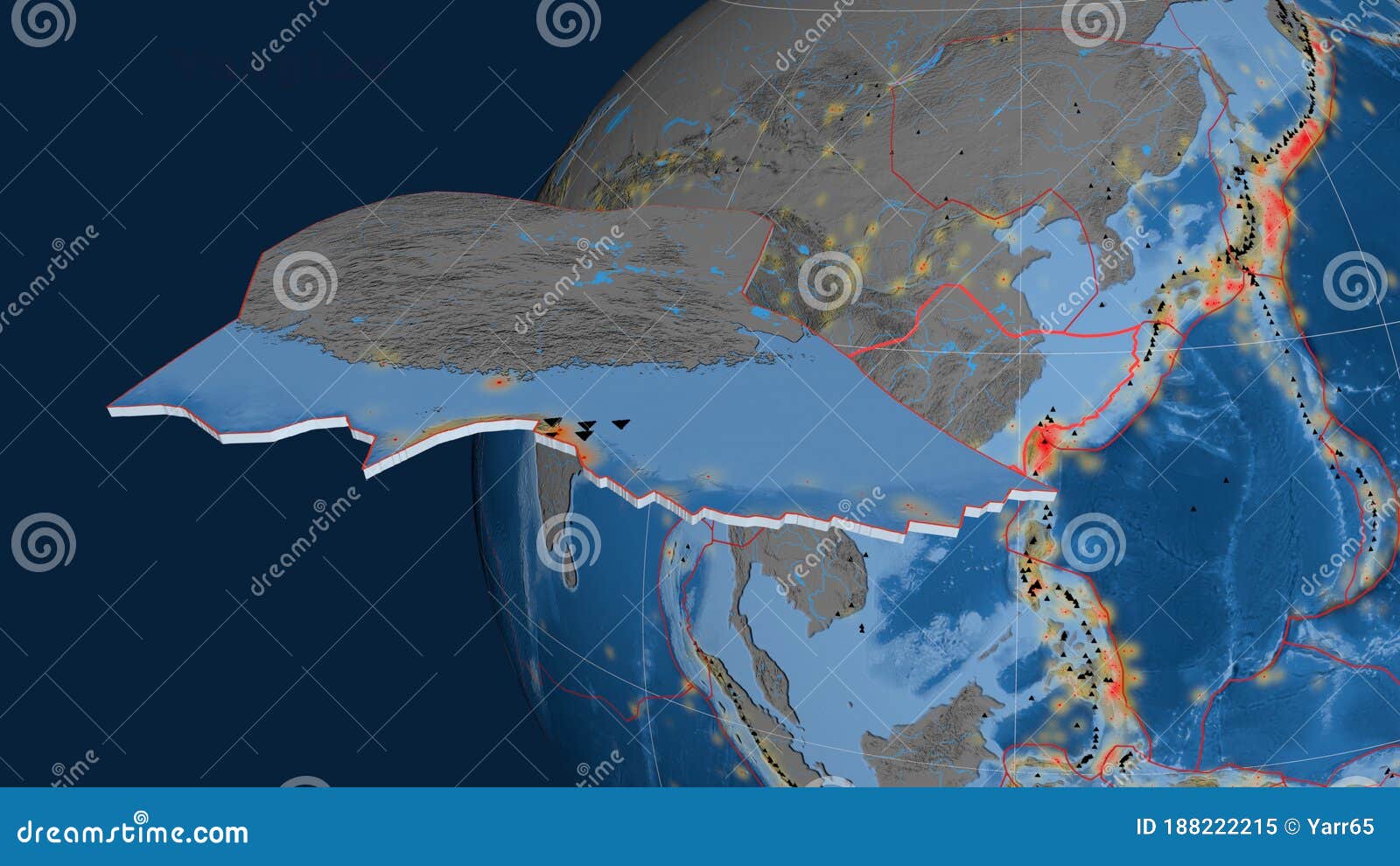 Yangtze Plate Presented - Topo and Bathy Stock Illustration ...
