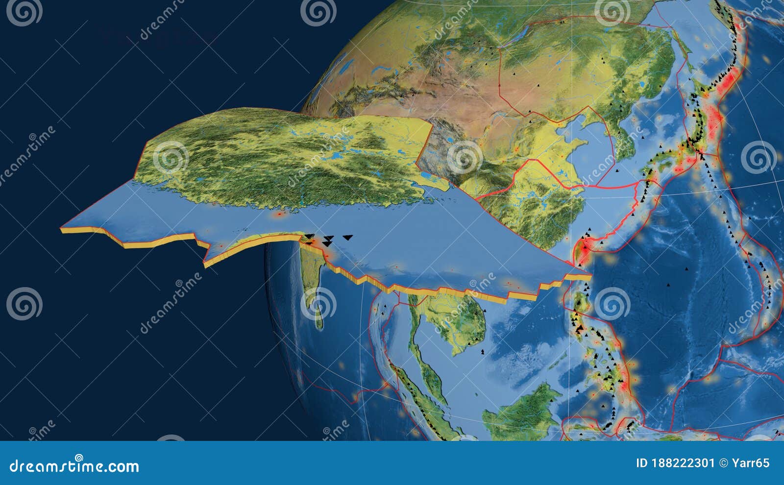 Yangtze Plate Presented - Topographic Stock Illustration - Illustration ...