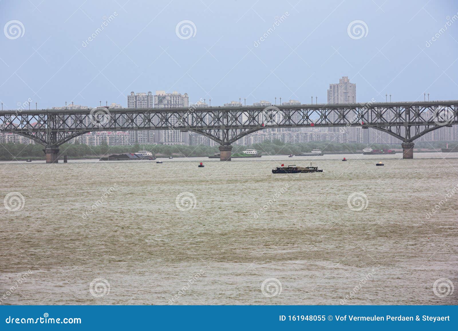 The Yangtze River Bridge Spanning Over the River Stock Image - Image of ...