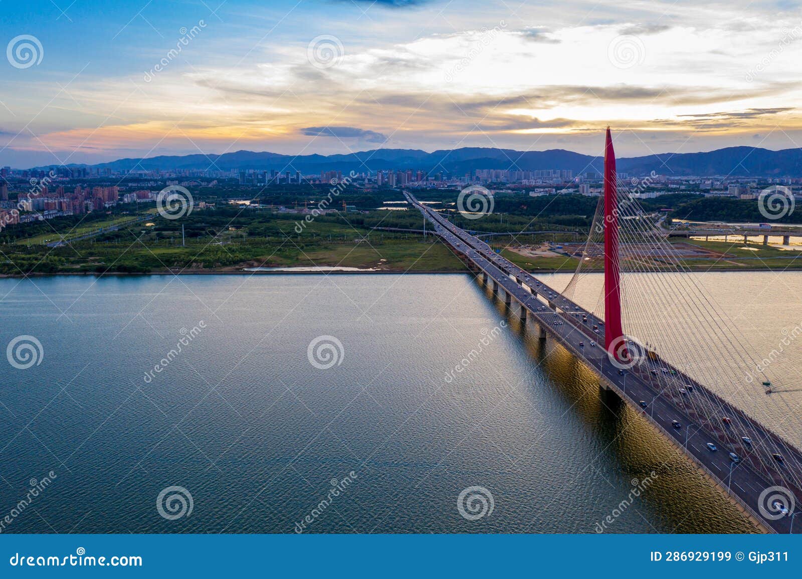 Yangtze River Cable Stayed Bridge Stock Image - Image of design ...