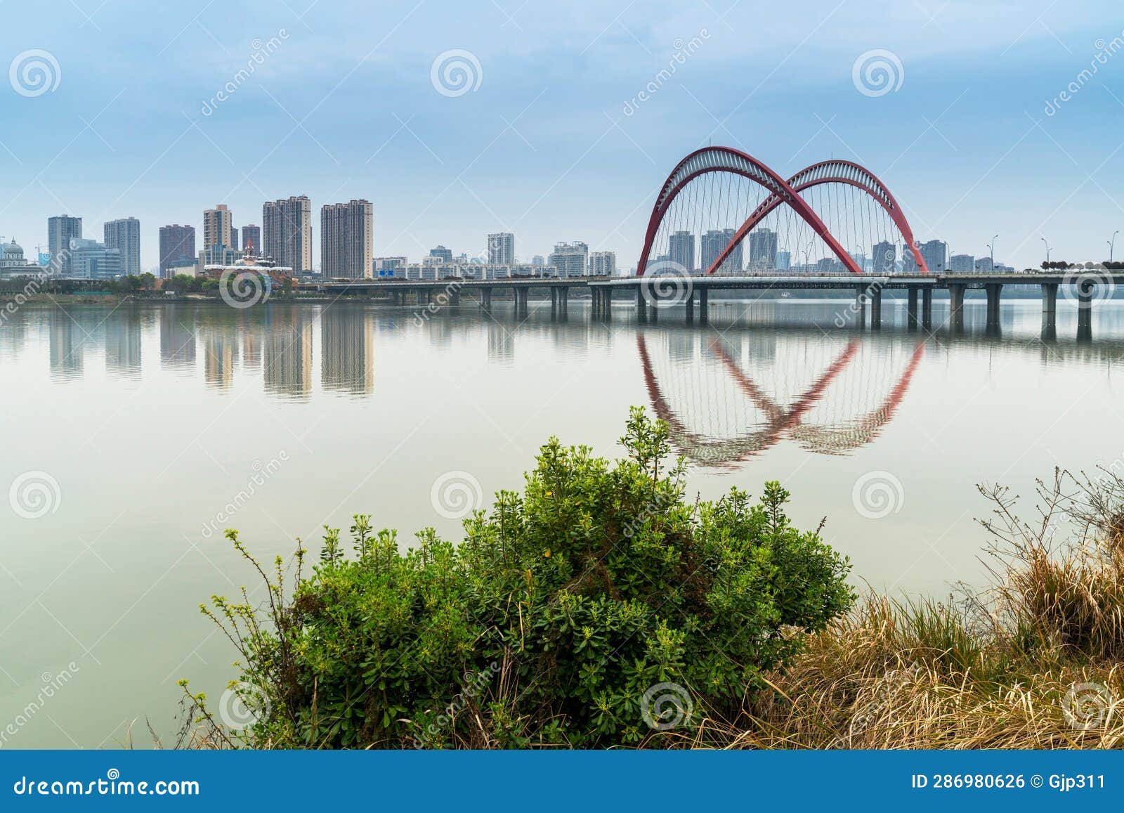 Yangtze River Cable Stayed Bridge Stock Photo - Image of river, cloud ...