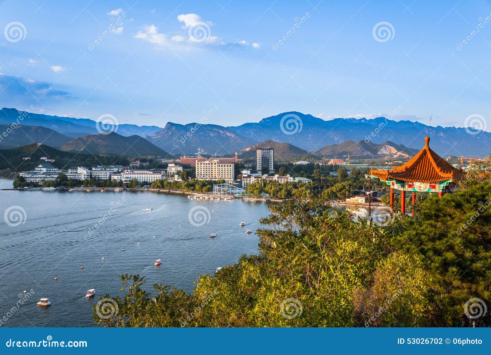 Yanqi Lake Park in Beijing China Stock Photo - Image of skyline, bright ...