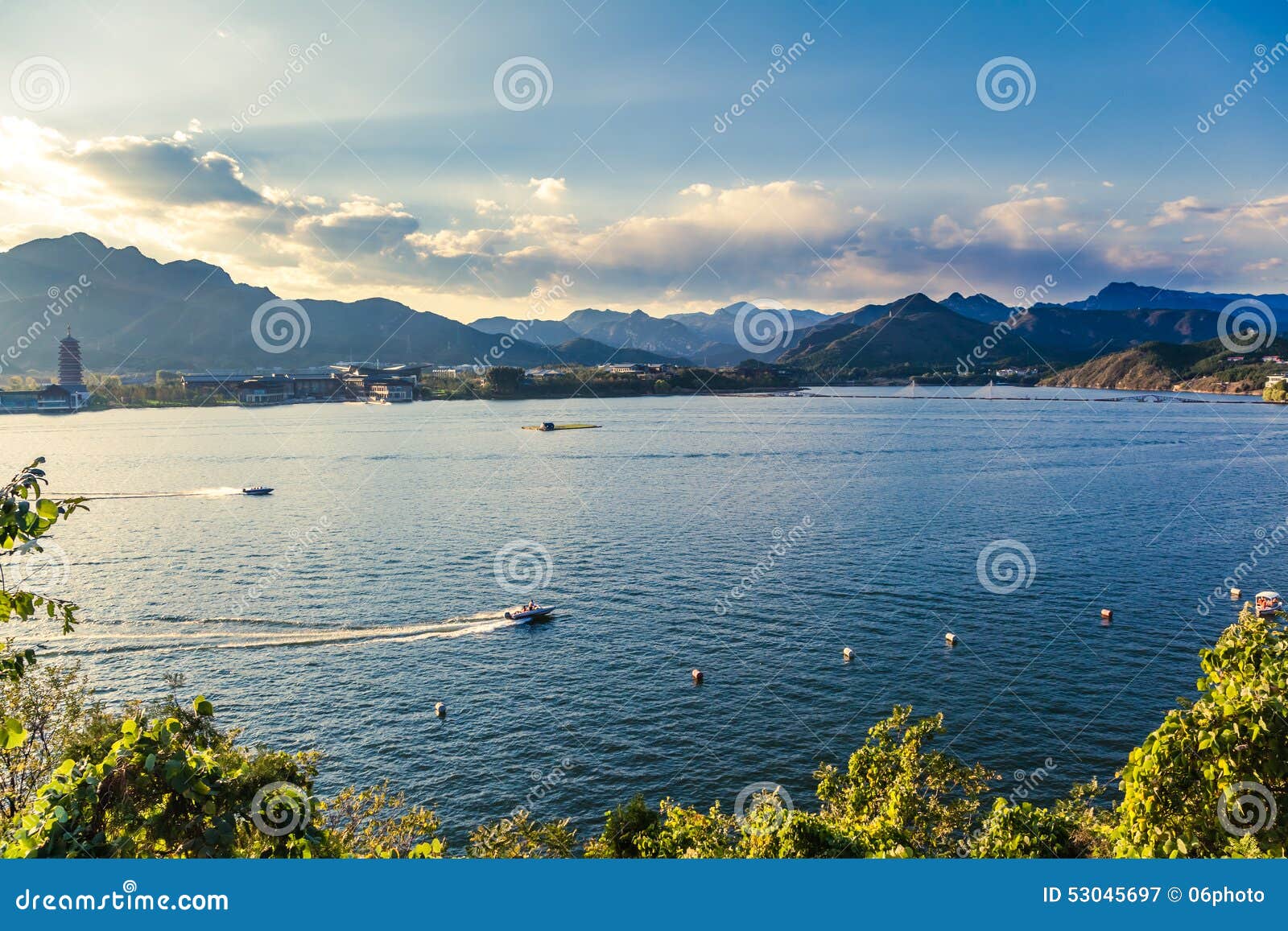 Yanqi Lake Park in Beijing China Stock Image - Image of light, blue ...