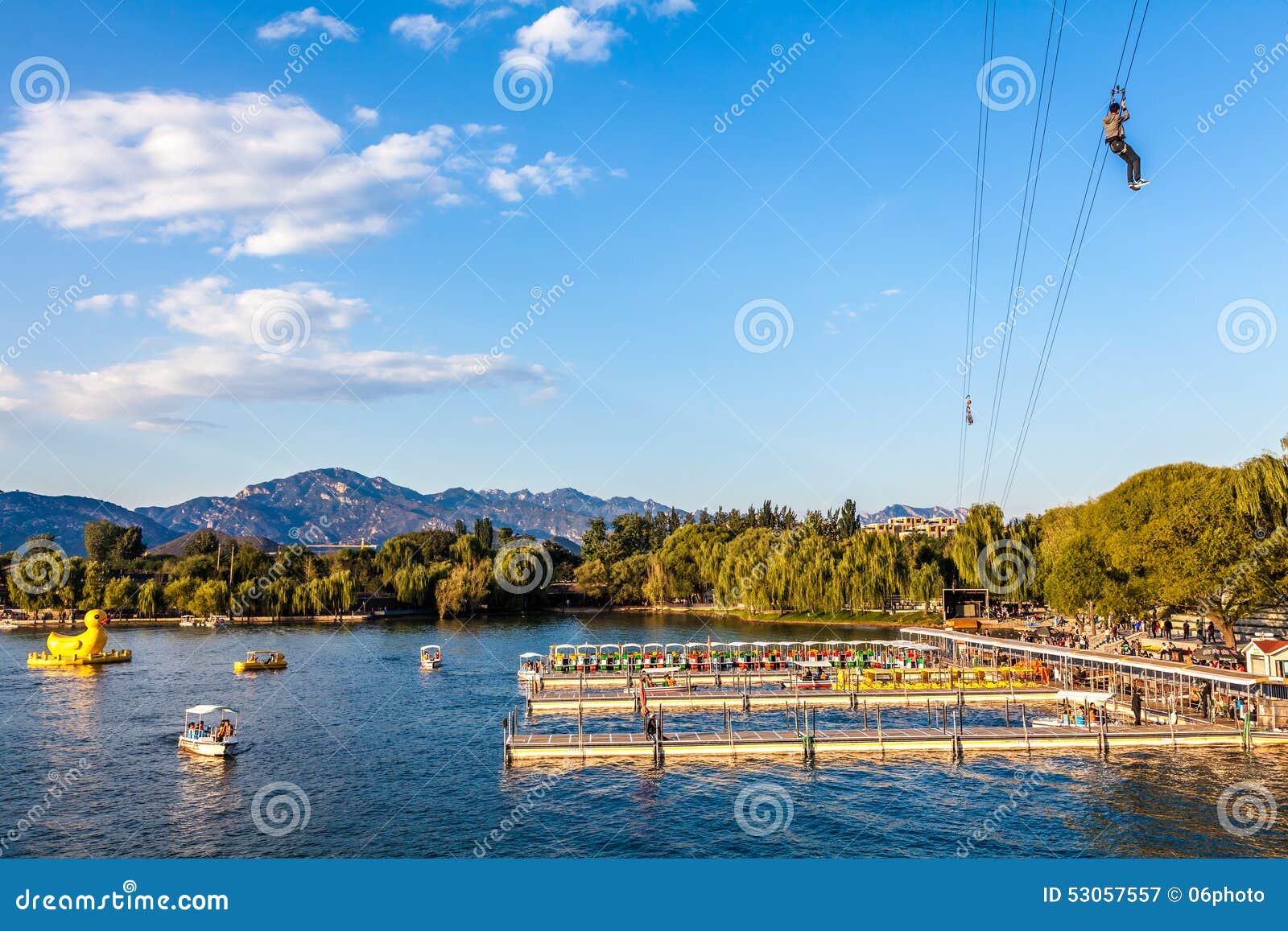 Yanqi Lake Park in Beijing China Stock Image - Image of skyline ...