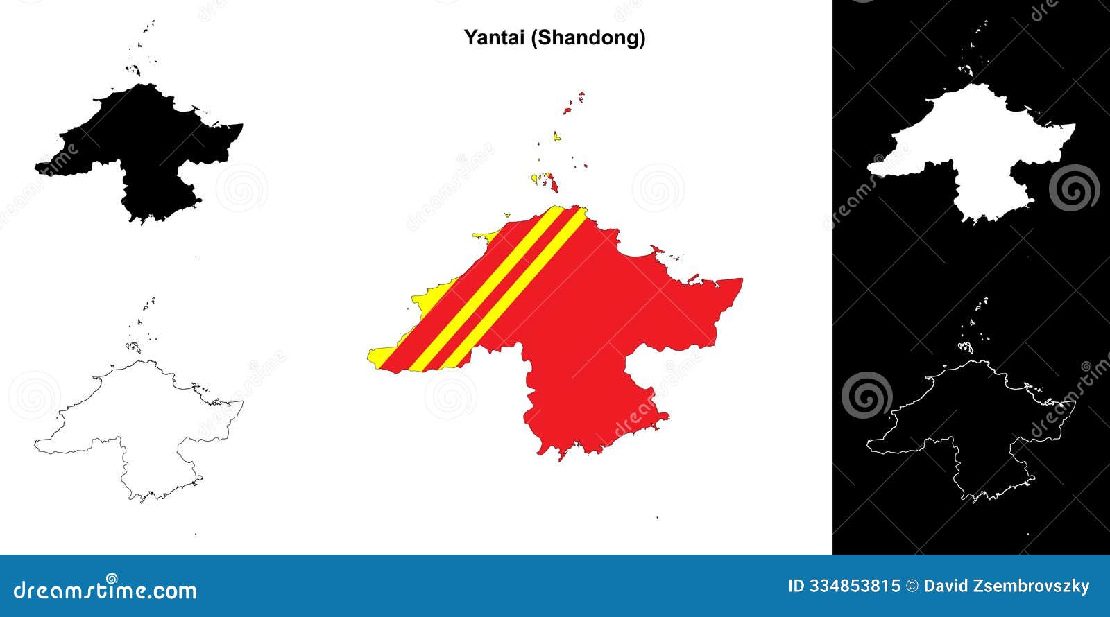 Yantai outline map stock illustration. Illustration of vector - 334853815