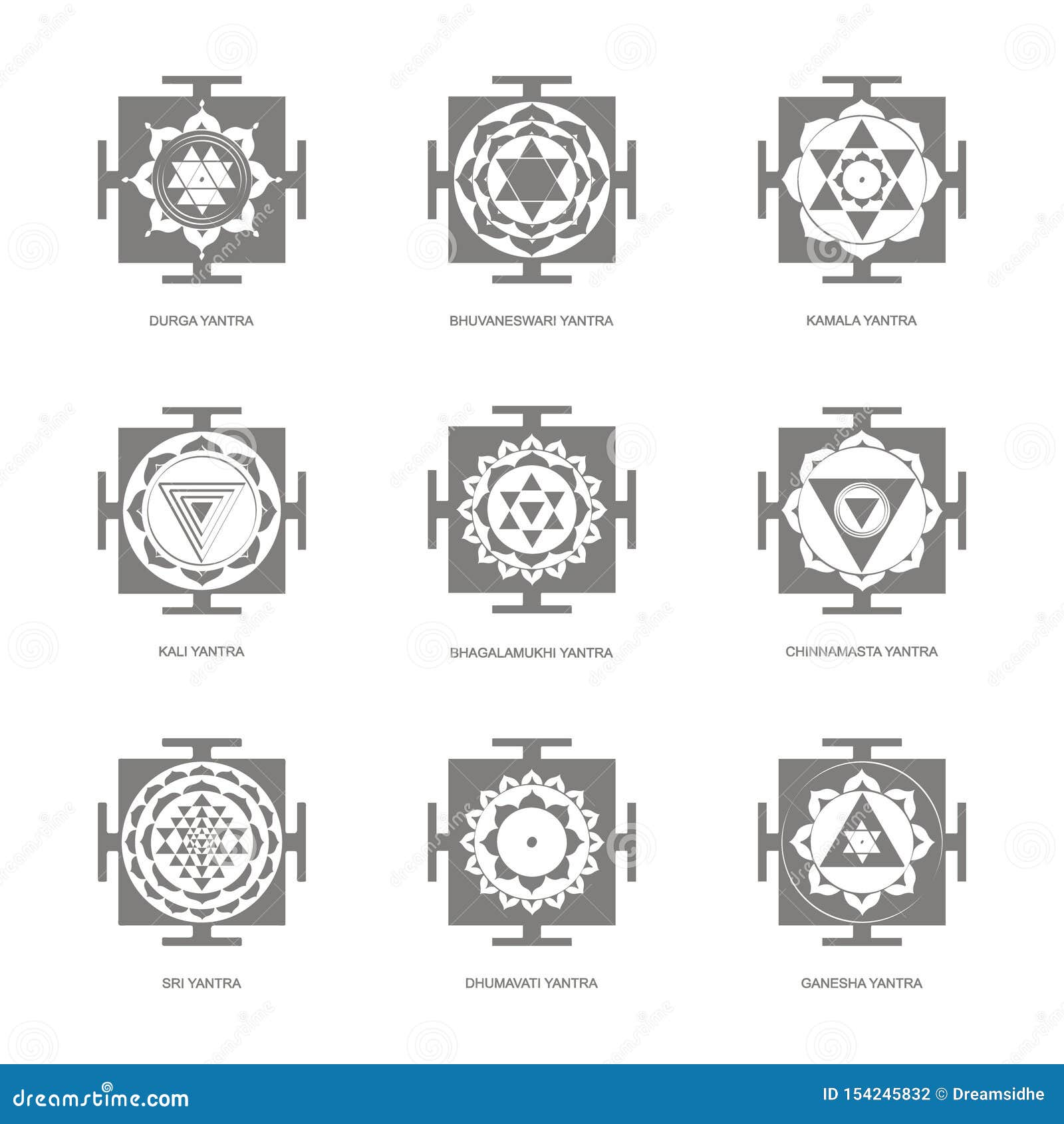 Yantra Hinduism symbols stock illustration. Illustration of ...