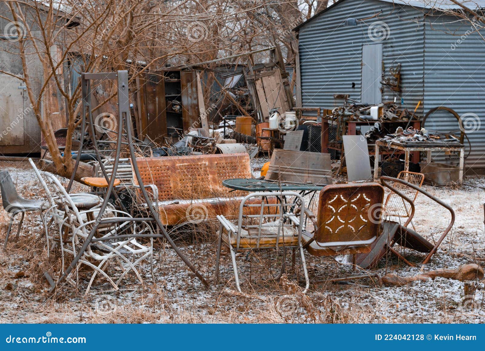 Yard Cluttered with Junk and Trash Stock Photo - Image of lawn, junk ...