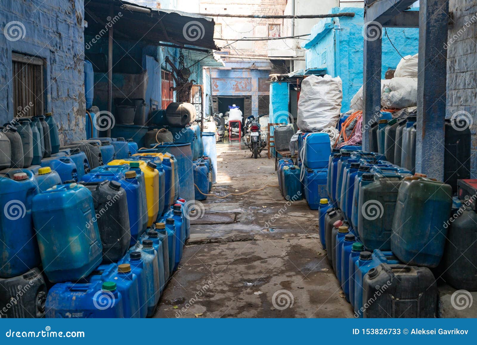 The Yard Full of Blue Tanks Editorial Stock Photo - Image of barrel ...