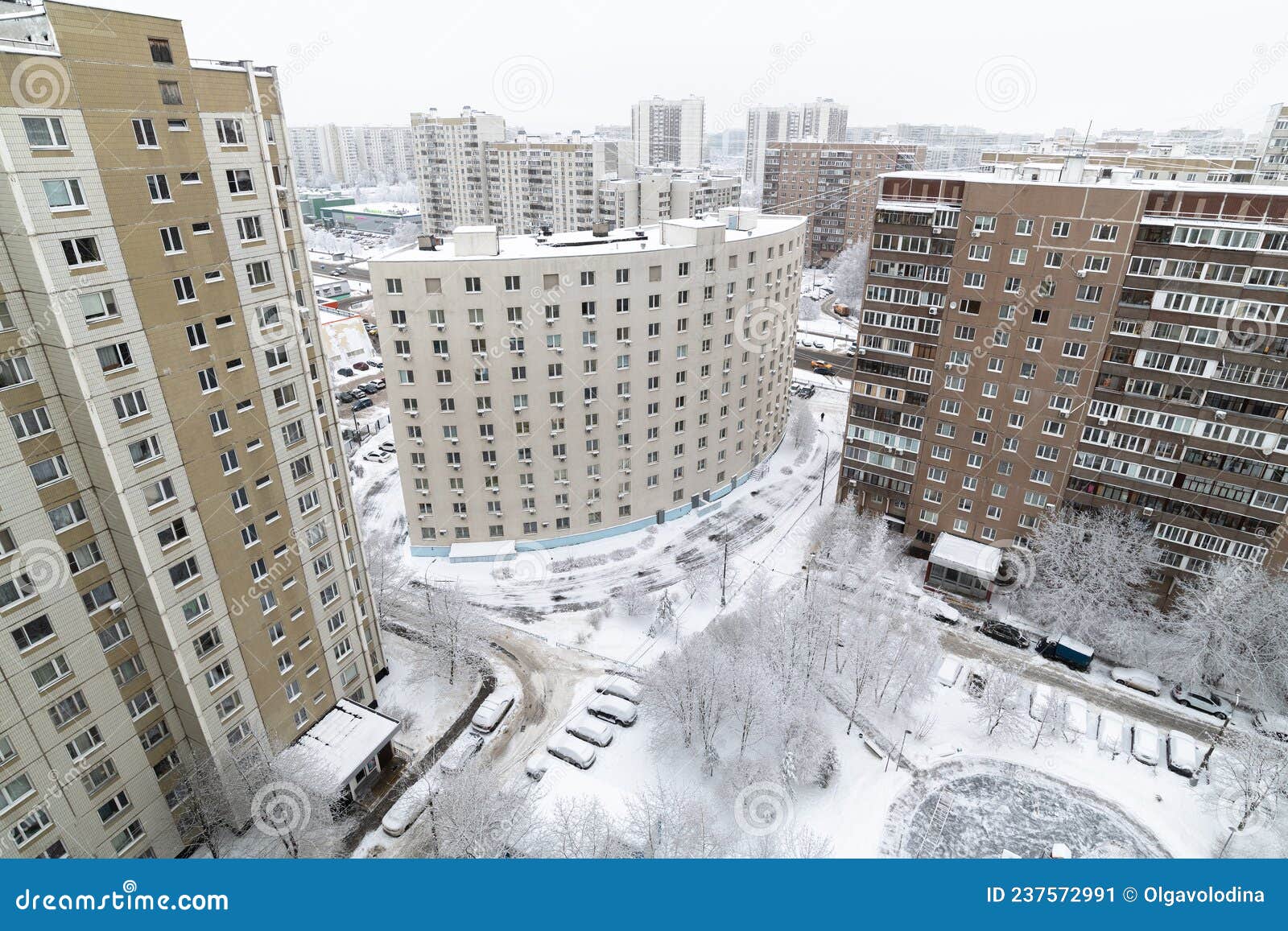 Yard during Heavy Snow in Moscow, Russia. Top View Editorial Photo ...