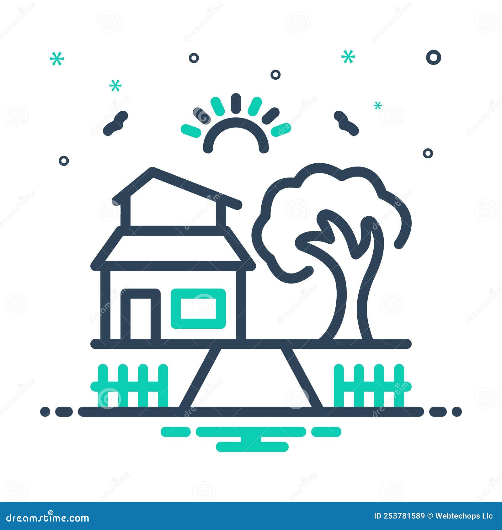 Mix Icon for Yard, Courtyard and Garden Stock Vector - Illustration of ...