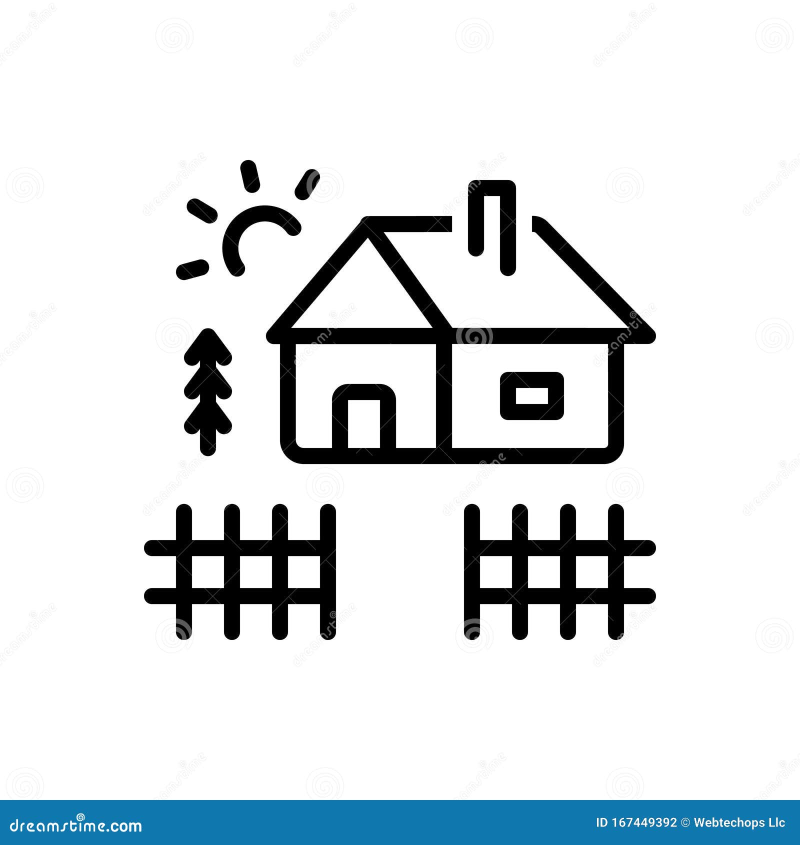 Black Line Icon for Yard, Home and Cabin Stock Vector - Illustration of ...
