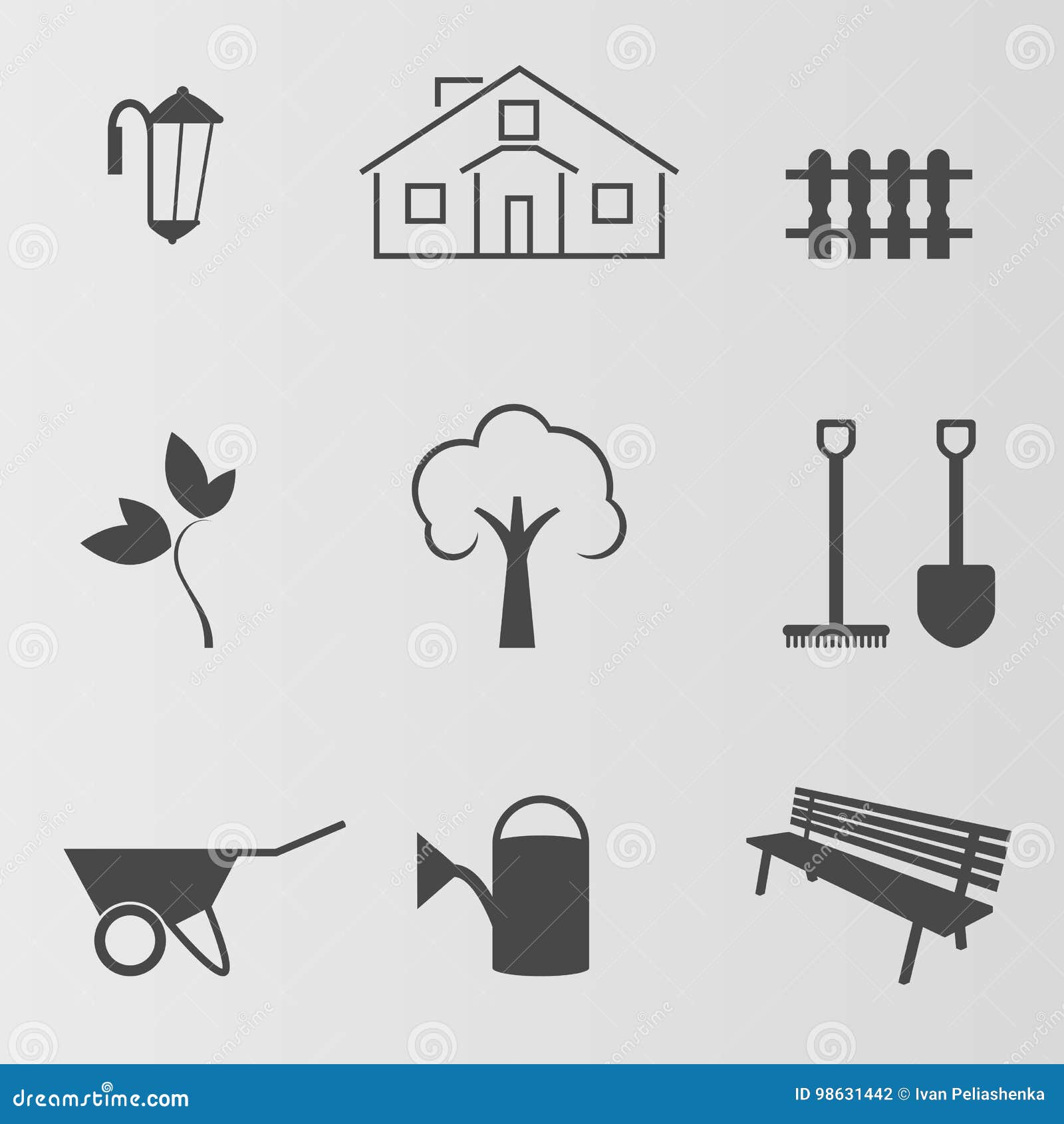 Yard icons stock illustration. Illustration of shovel - 98631442