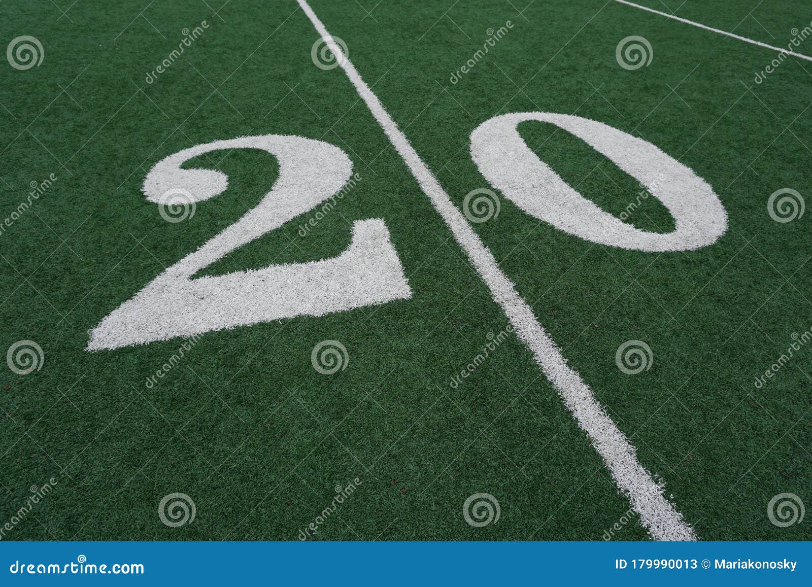 At the 20 Yard Line on the Football Field Stock Image - Image of line ...