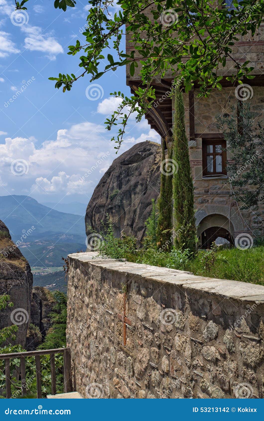 Yard of a Monastery in Meteora, Greece Stock Photo - Image of ...