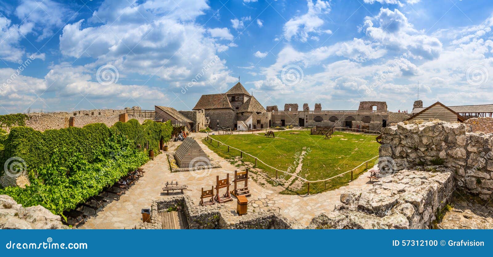 Yard of Sumeg castle stock photo. Image of cloud, brick - 57312100