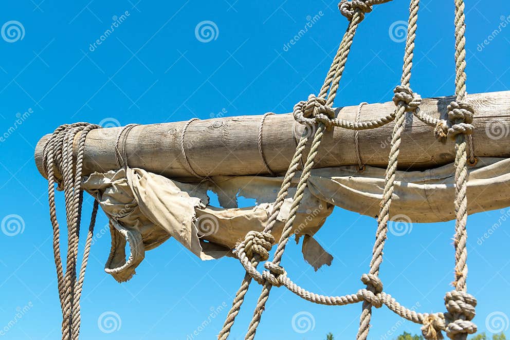 Yard and Tackles of the Sailing Ship Stock Photo - Image of nautical ...