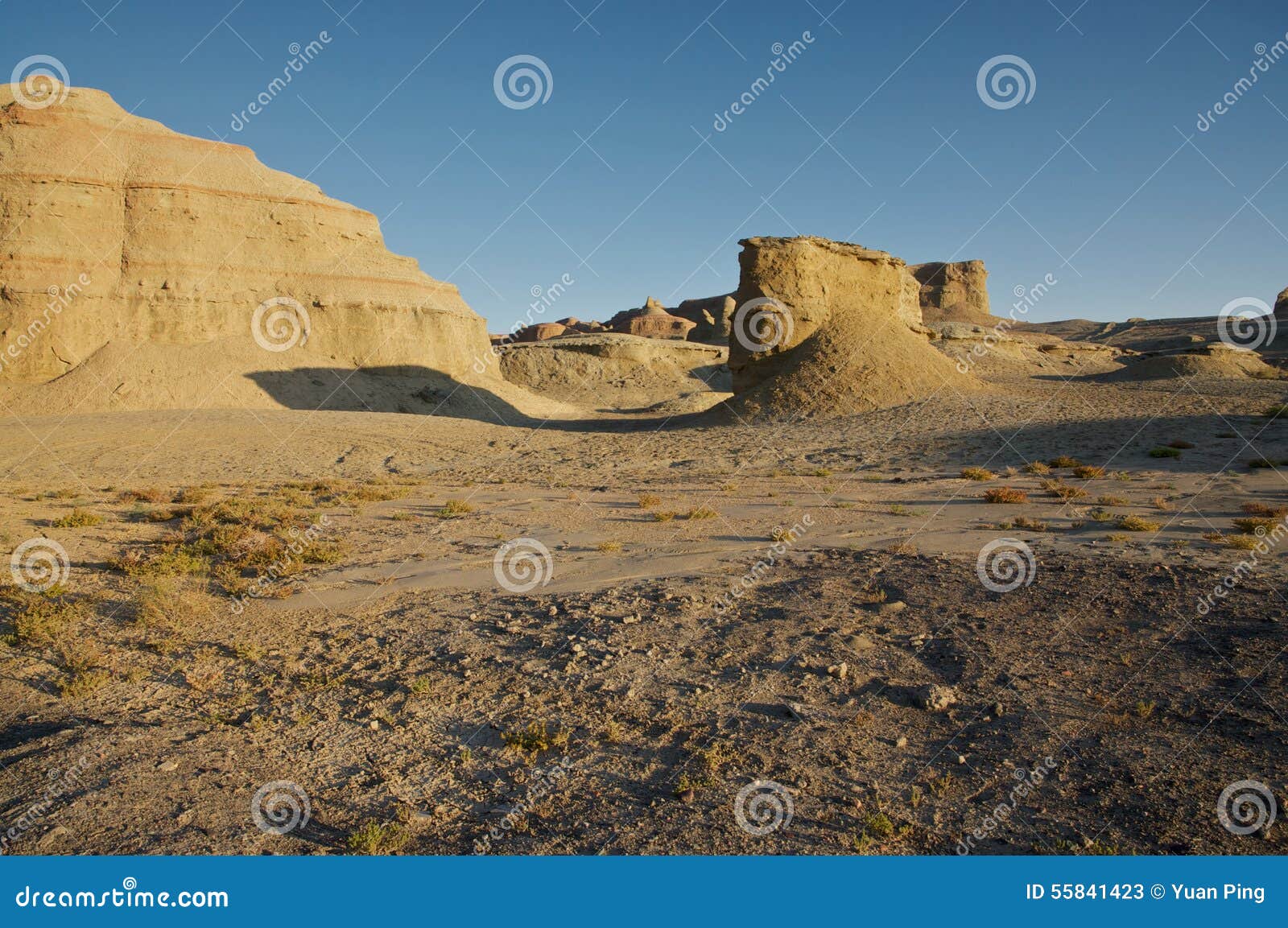 Yardangs in the Karamay stock image. Image of shrubland - 55841423