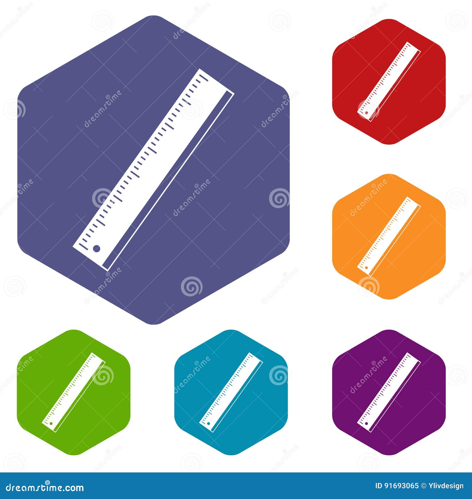Yardstick Icons Set Hexagon Stock Vector - Illustration of object ...