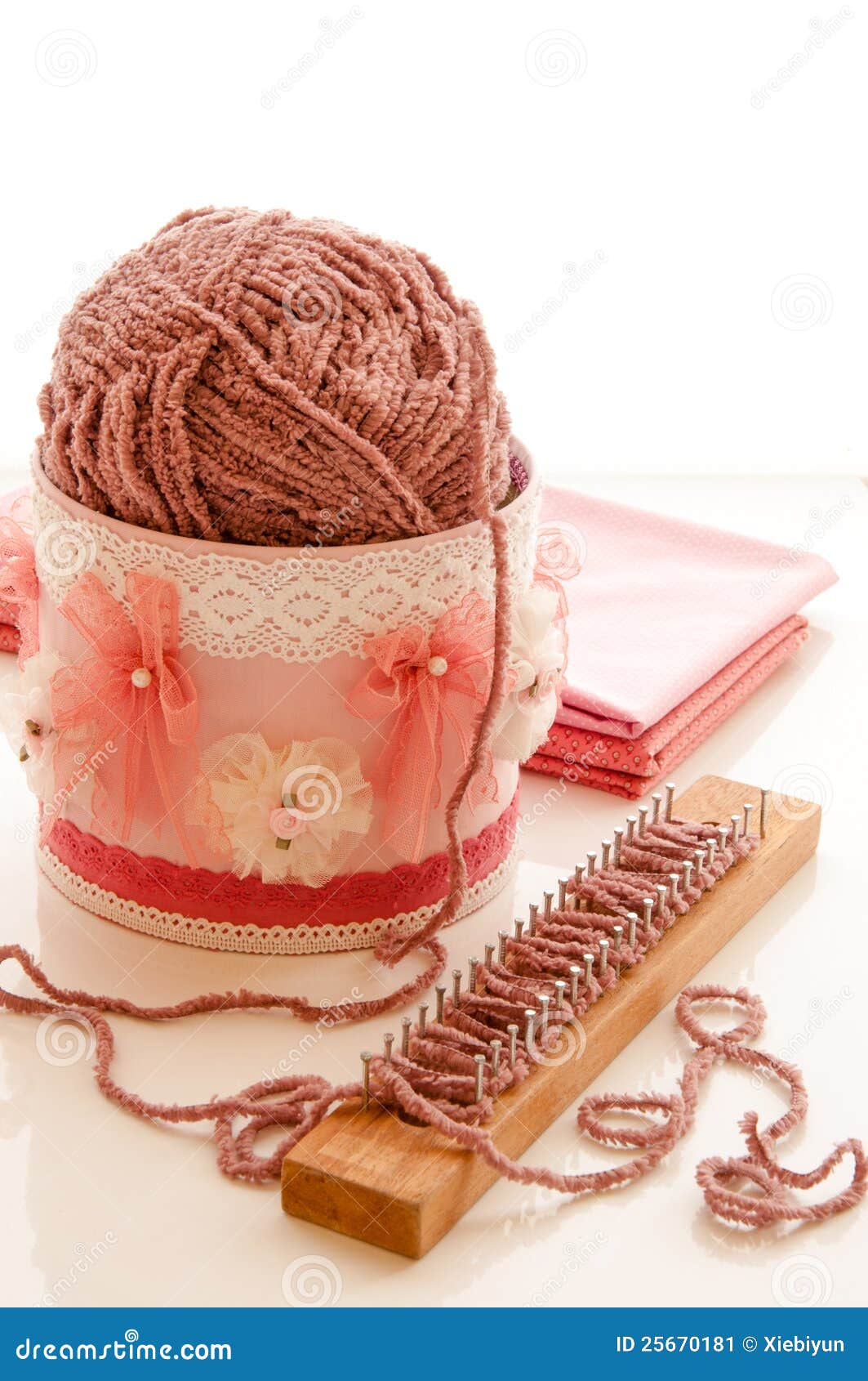 Yarn Ball with Loom Knitting Stock Image - Image of homemade, hobbies ...