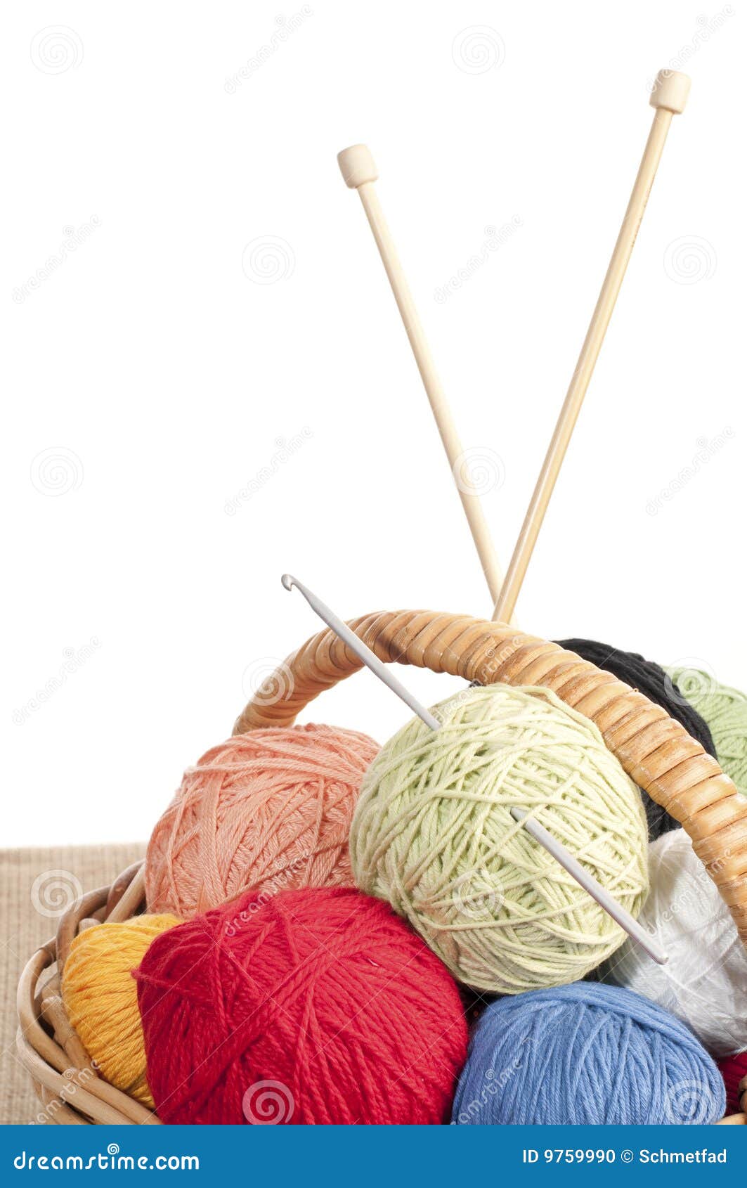 Yarn in basket stock photo. Image of needlework, color - 9759990