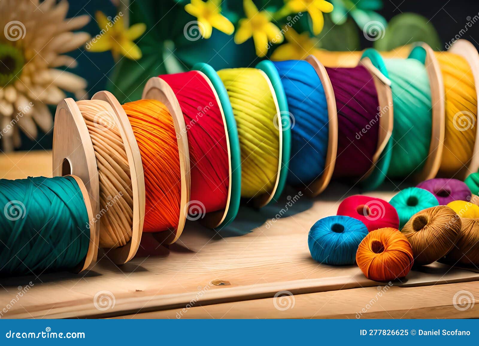 Yarn Colorful Threads Wool Threads. Generative AI Stock Illustration ...