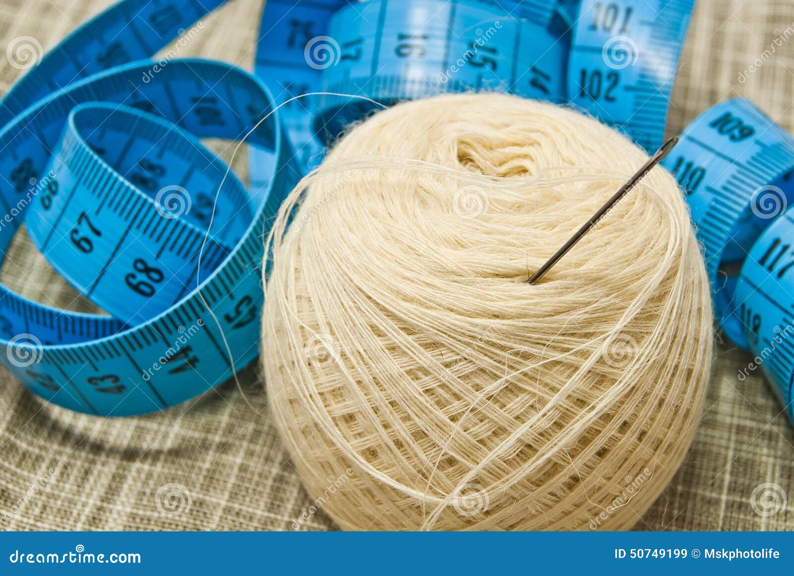 Yarn with Needle and Meter Closeup Stock Image - Image of craft, blue ...