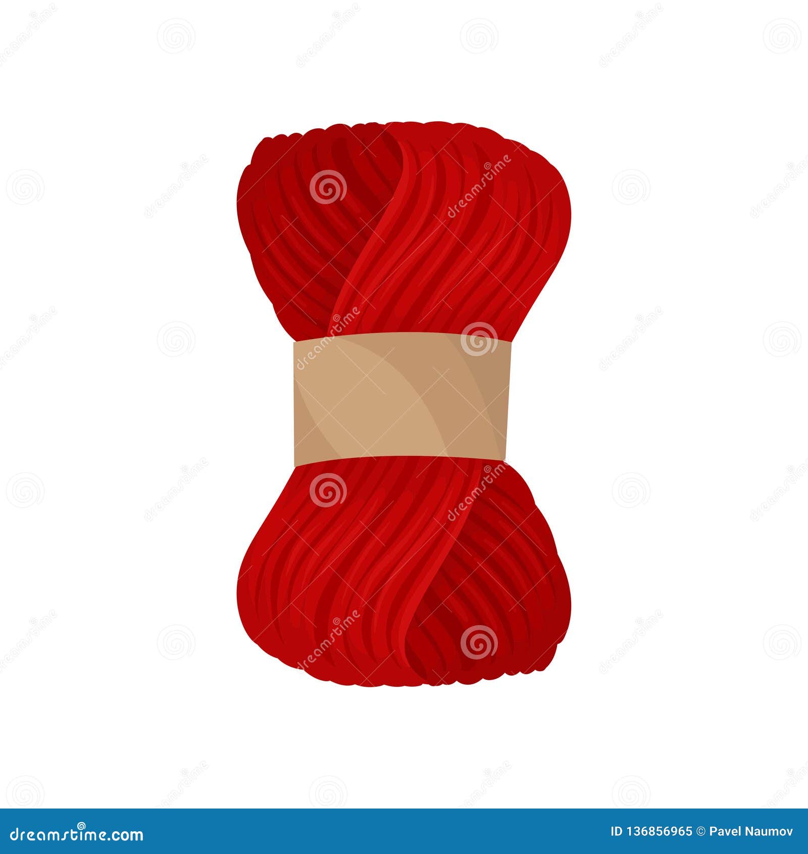 Yarn of Red Woolen Threads with Paper Label. Material for Knitting and ...