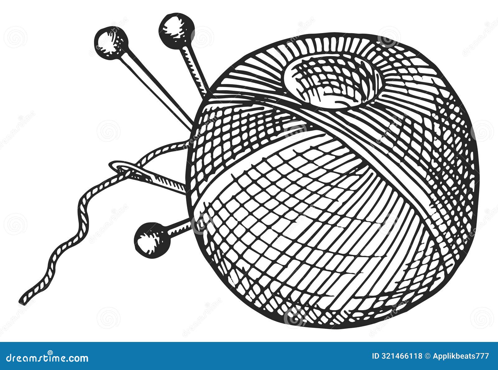 Yarn Roll Sketch. Wool String Stock Vector - Illustration of hobby ...