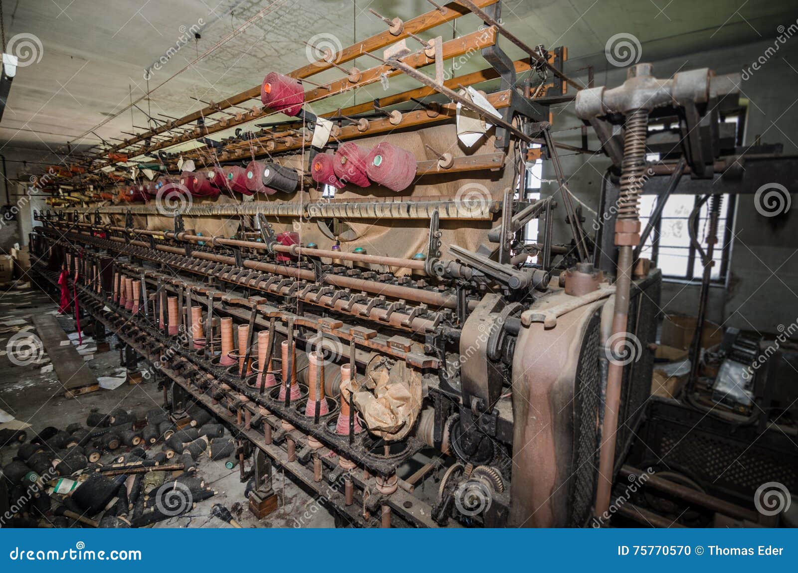 Yarn in sewing factory stock photo. Image of machine - 75770570
