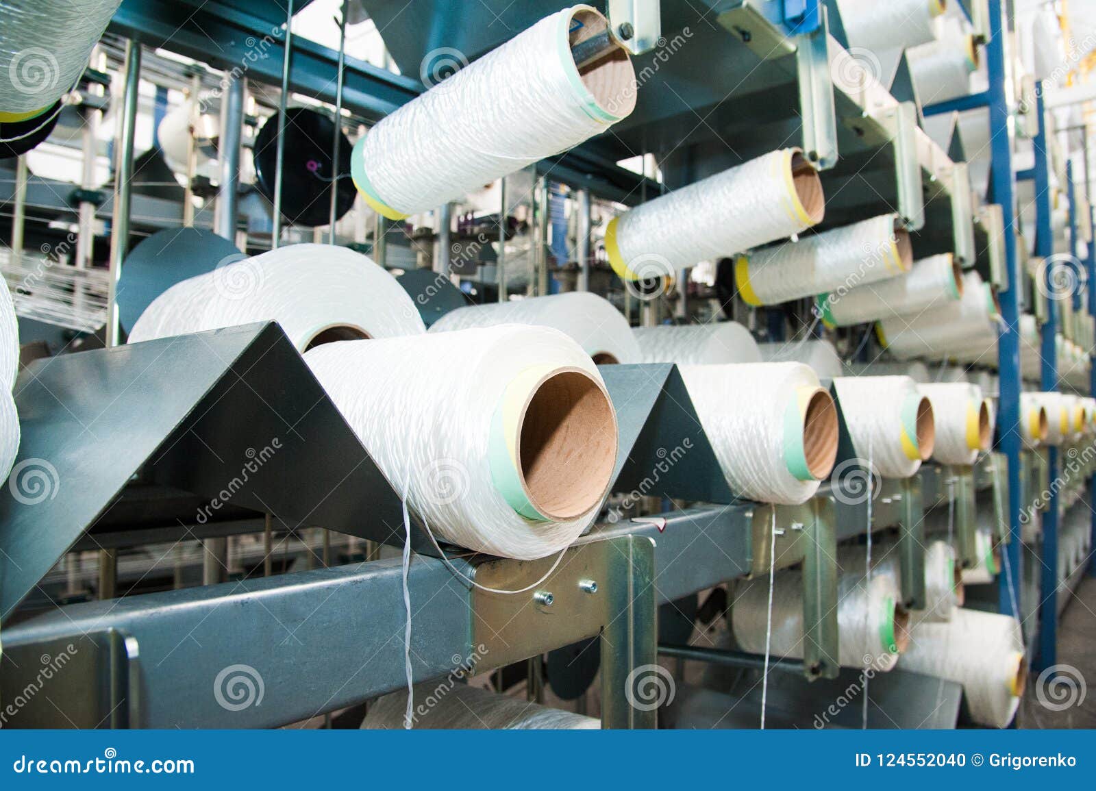 Yarn Thread Running in the Machine Stock Photo - Image of polyester ...