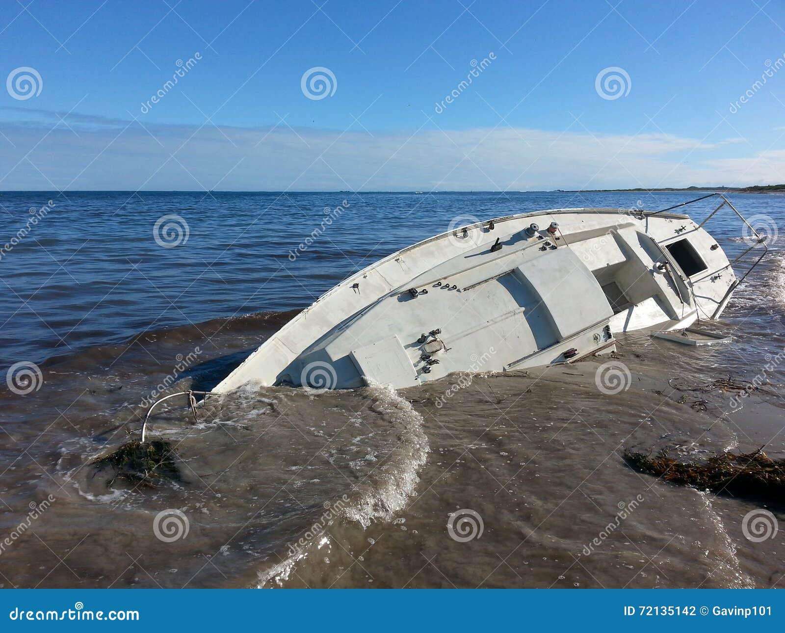 Yatch Boat Beached Ship Wrecked Sunk Stock Photo - Image of boat, ocean ...