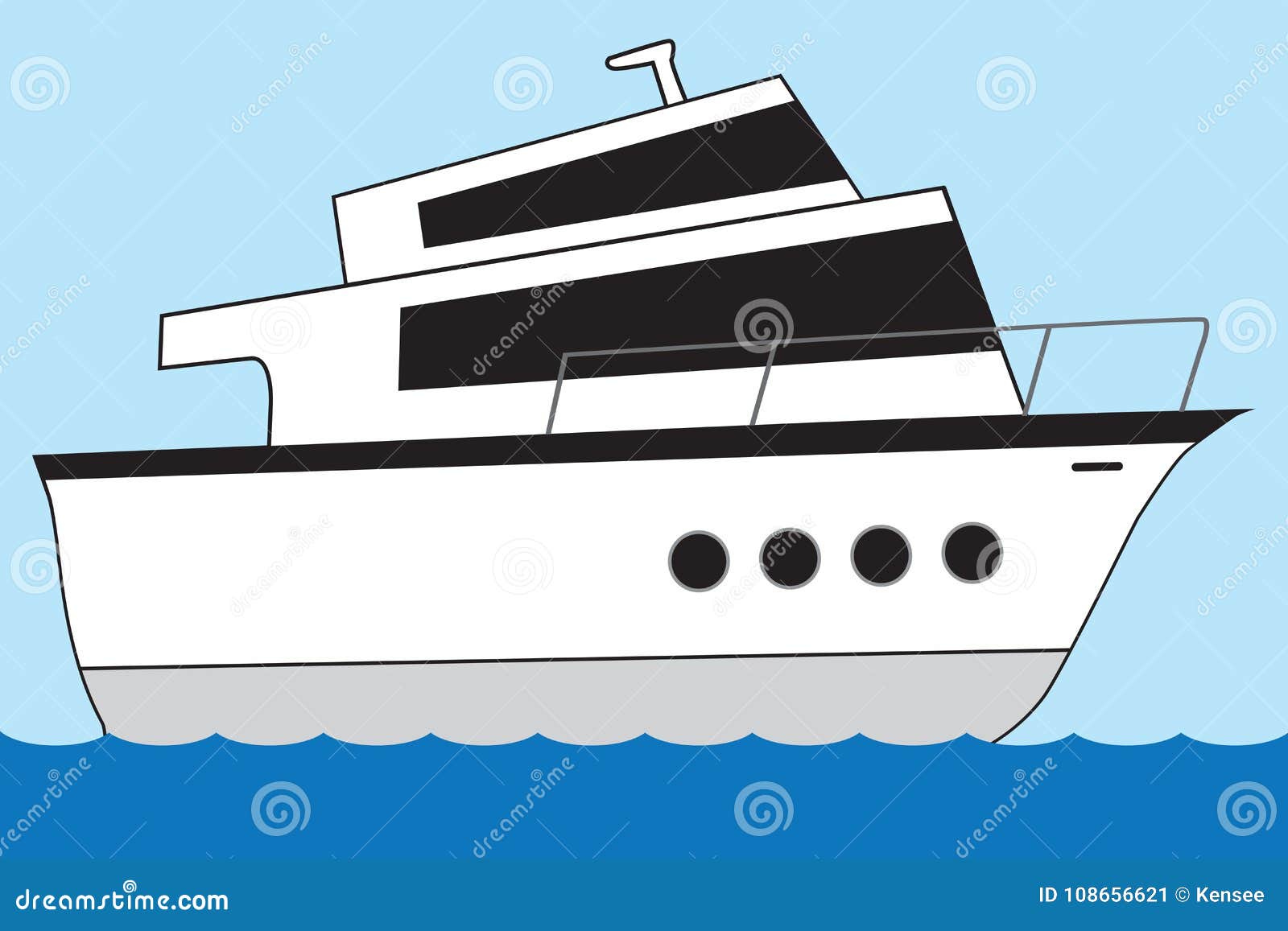 Yate Enorme De La Historieta Ilustración del Vector - Ilustración de ...