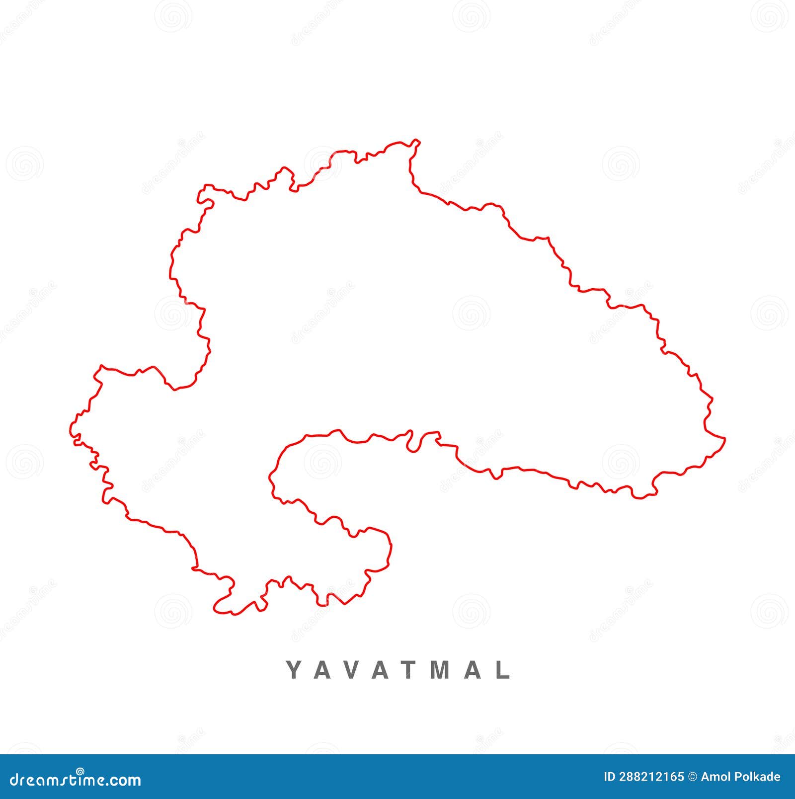 Yavatmal The Dist Of Maharashtra Vector Map Line Drawing Royalty-Free ...