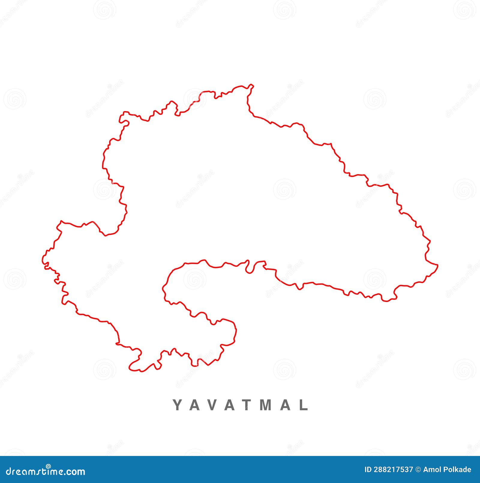 Yavatmal the Dist of Maharashtra Vector Map Line Drawing Stock ...