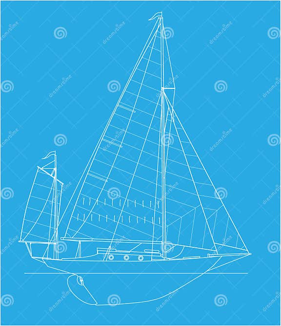 Yawl vector drawing stock vector. Illustration of silhouette - 23870796