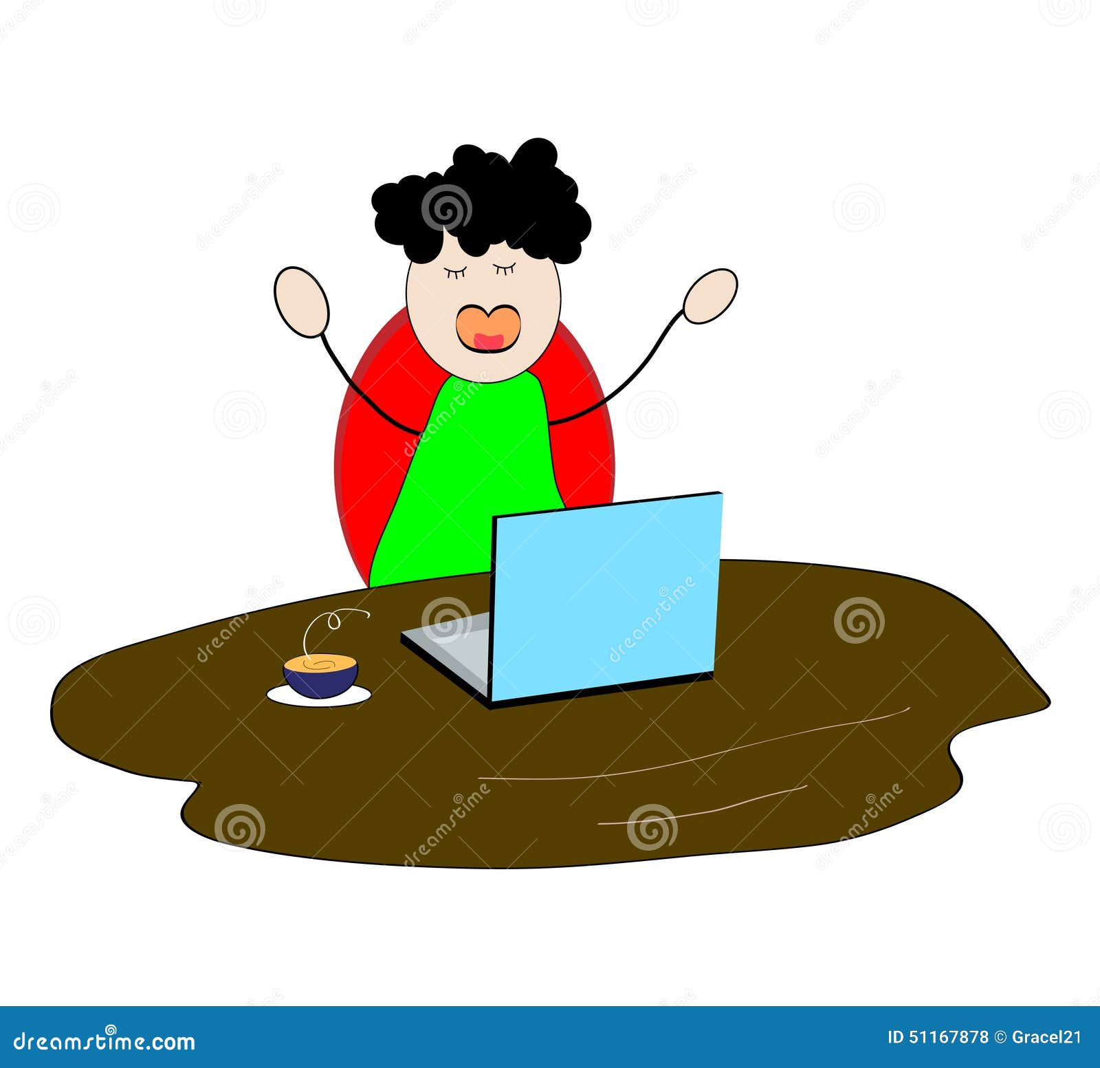 Yawn at work stock vector. Illustration of relax, person - 51167878