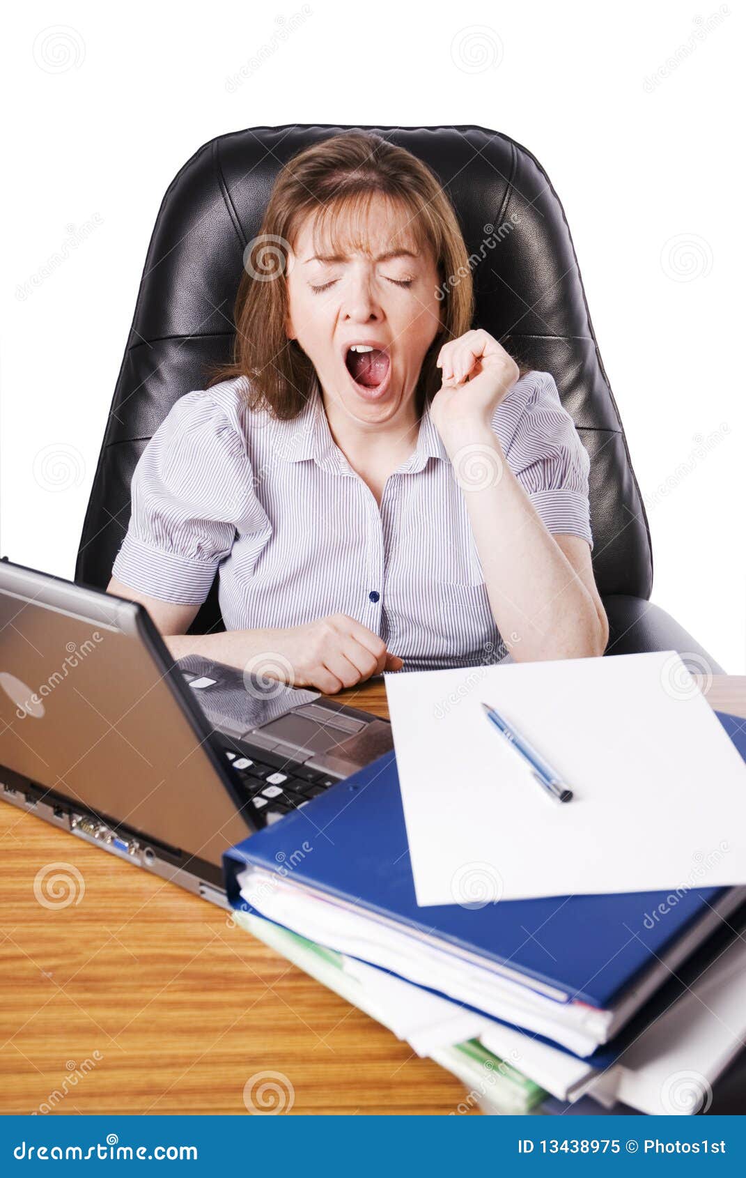 Yawning stock image. Image of folder, yawning, lady, overworked - 13438975