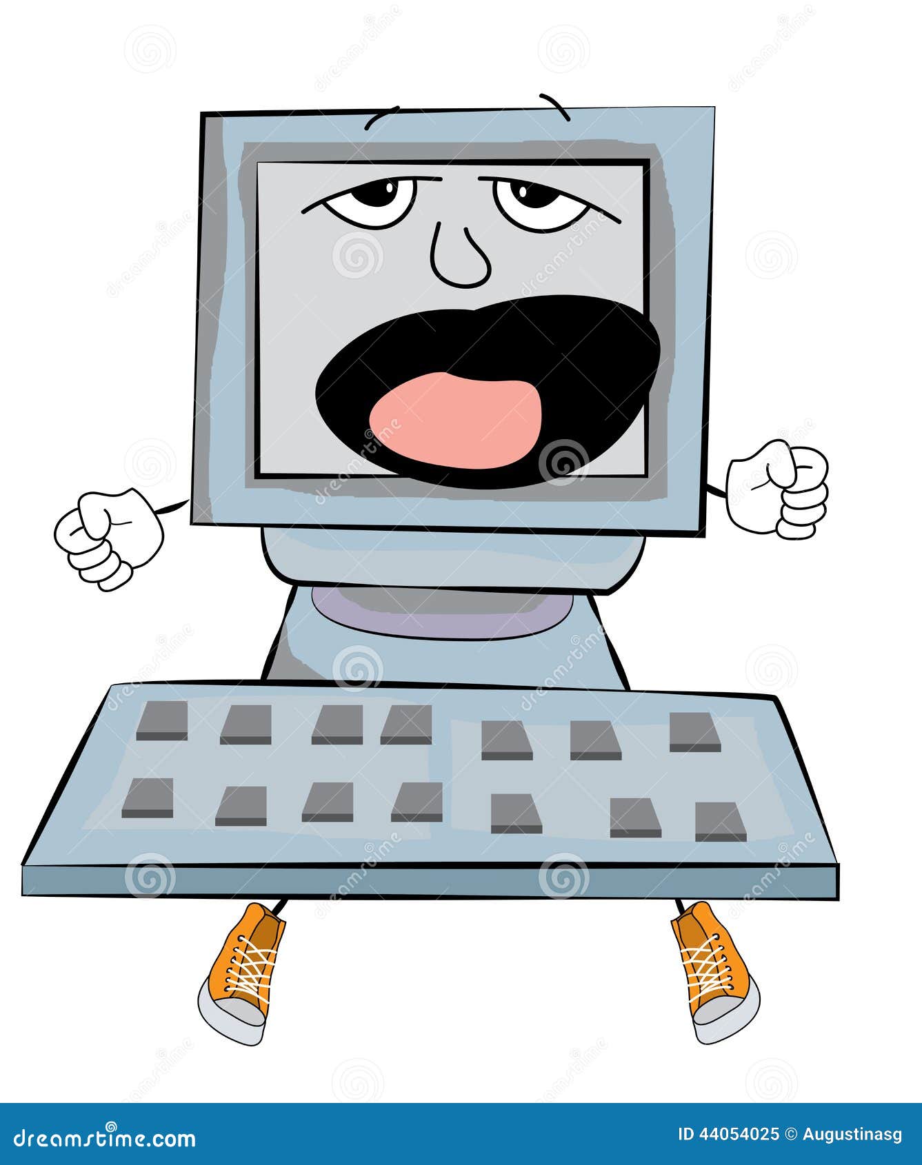 Yawning Computer cartoon stock illustration. Illustration of yawning ...
