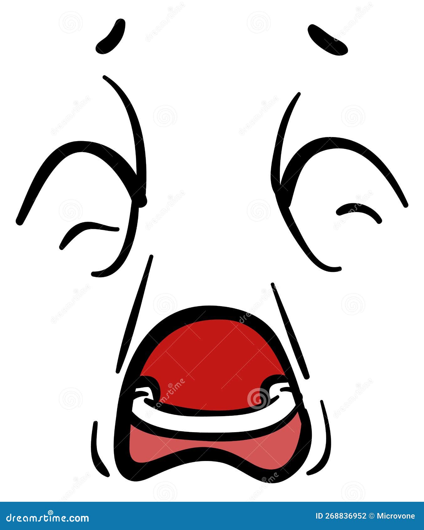 Yawning Face. Tired or Bored Comic Expression with Closed Eyes Stock ...