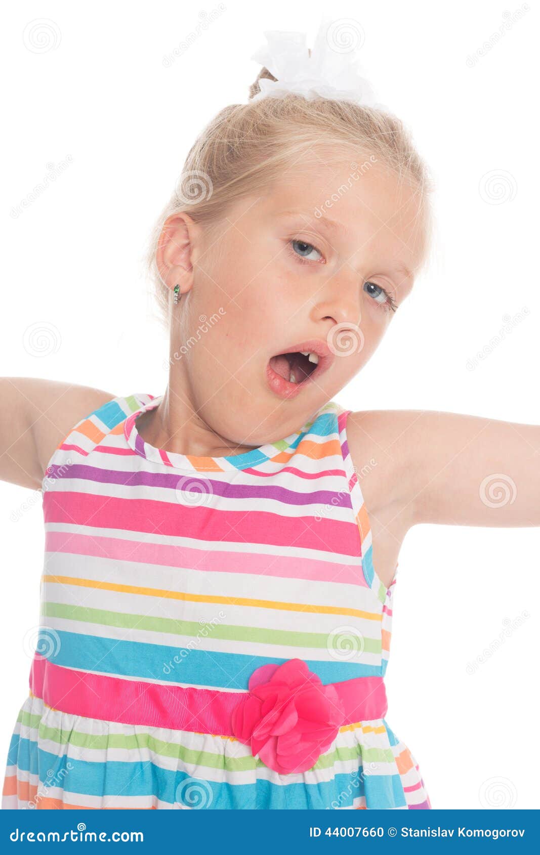 Yawning a little girl stock photo. Image of beautiful - 44007660