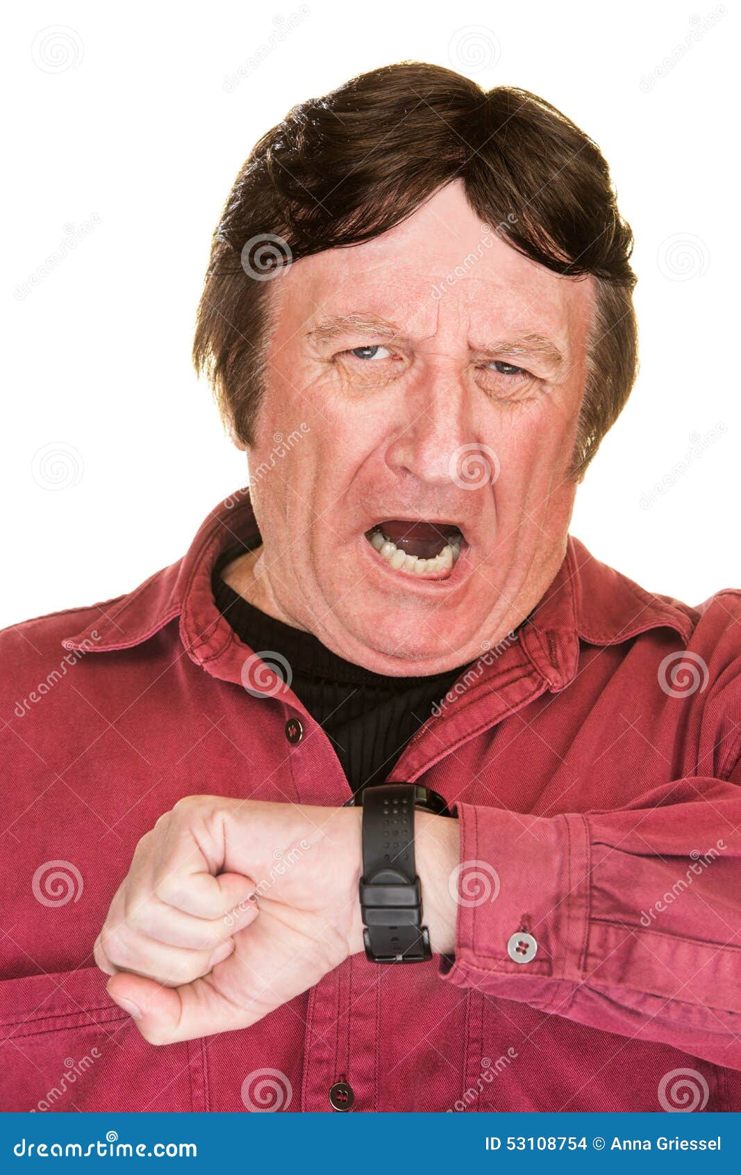 Yawning Man Looking at Watch Stock Photo - Image of person, time: 53108754