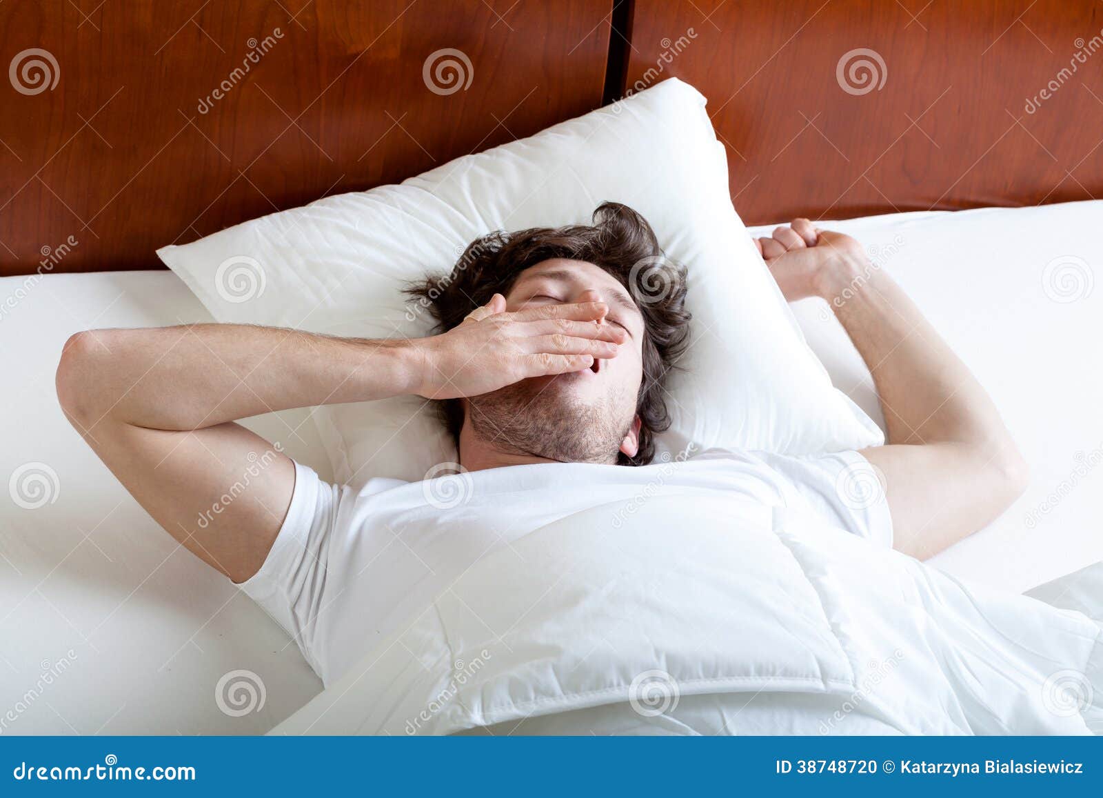 Yawning man in the morning stock photo. Image of calm - 38748720